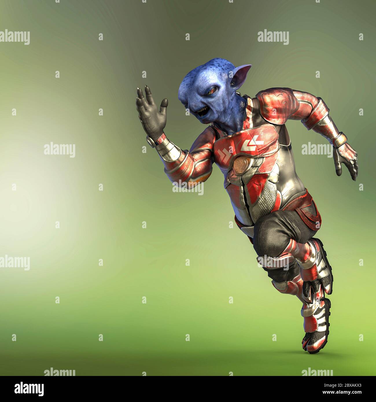 blue alien running out, 3d illustration Stock Photo - Alamy
