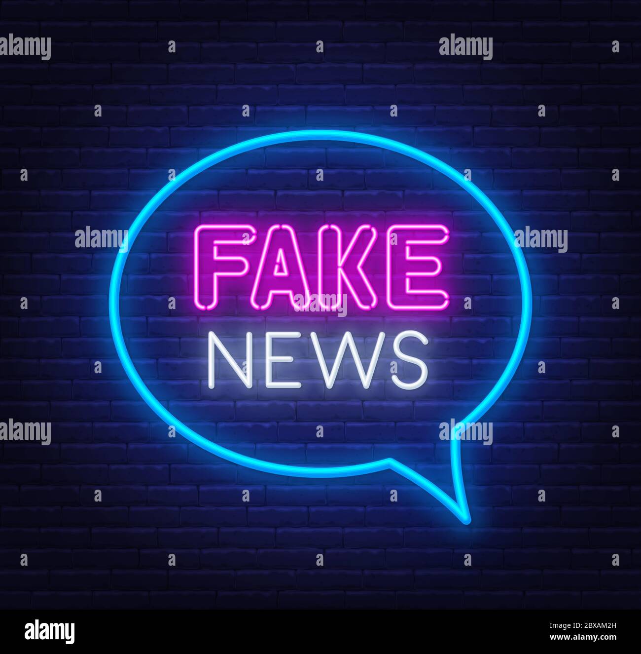 Neon fake news sign on brick wall background. Vector Stock Vector Image ...