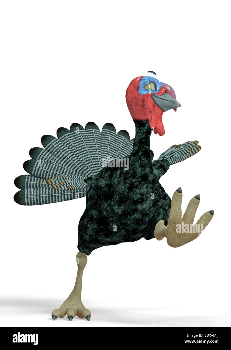 turkey cartoon is happy and walking, 3d illustration Stock Photo - Alamy