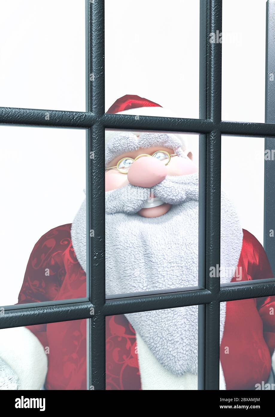 old santa looking through the window, 3d illustration Stock Photo - Alamy