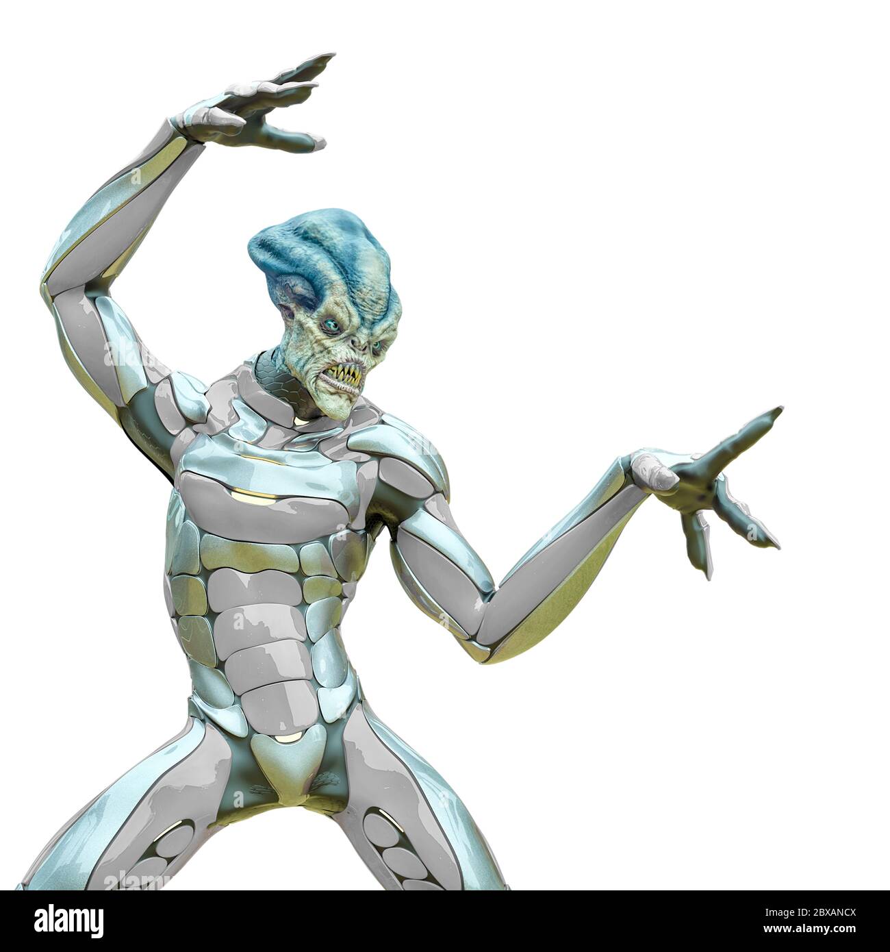 alien warrior doing a kung fu pose, 3d illustration Stock Photo - Alamy
