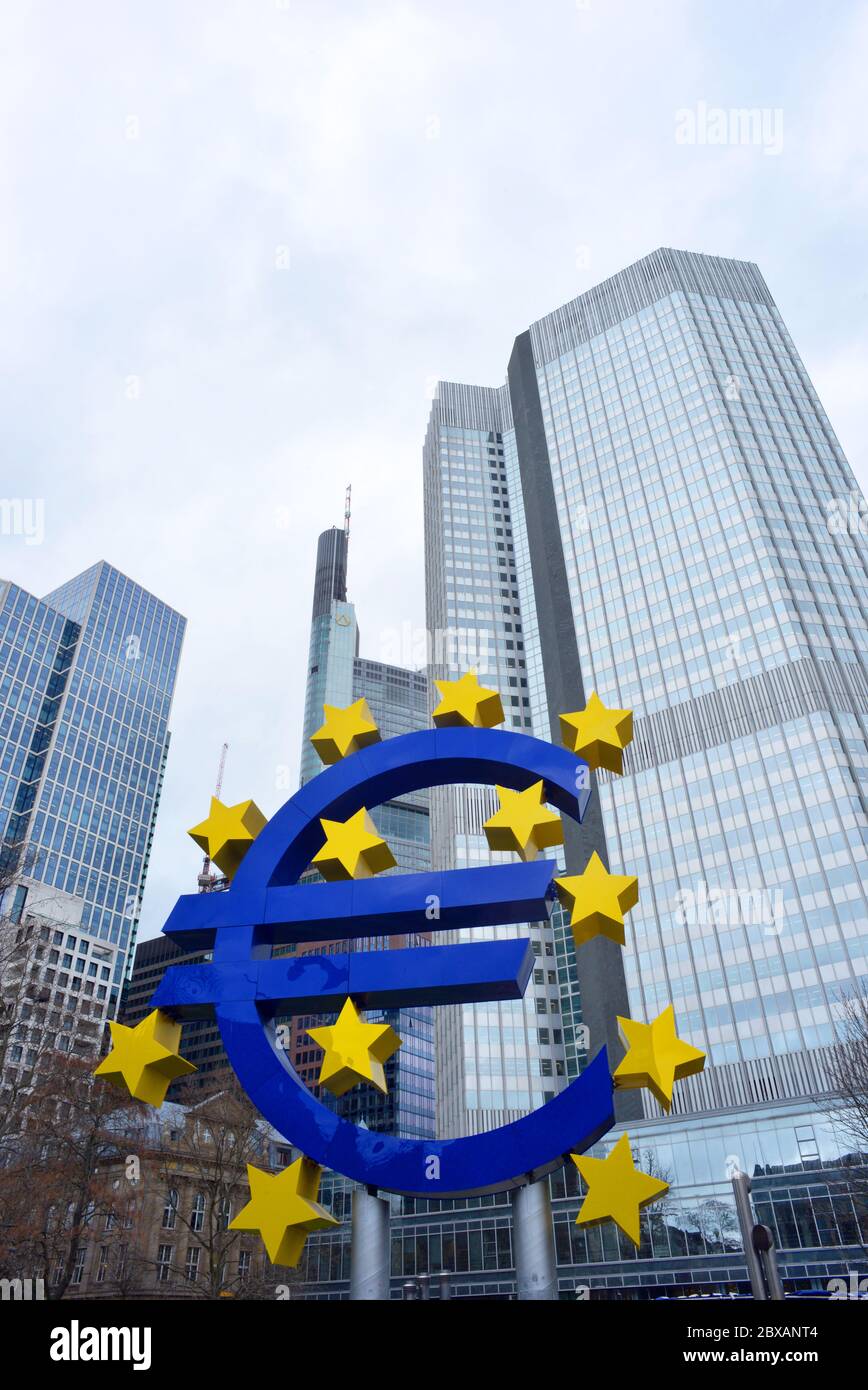 Frankfurt Main, Germany 03-11-2020 building of the euro tower, former ...