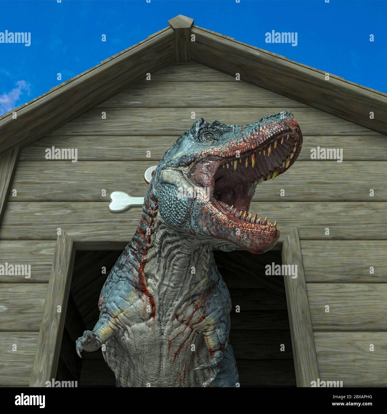 tyrannosaurus rex is in the house, 3d illustration Stock Photo - Alamy