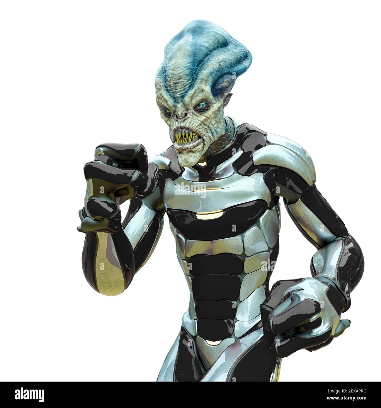 alien warrior is angry, 3d illustration Stock Photo - Alamy