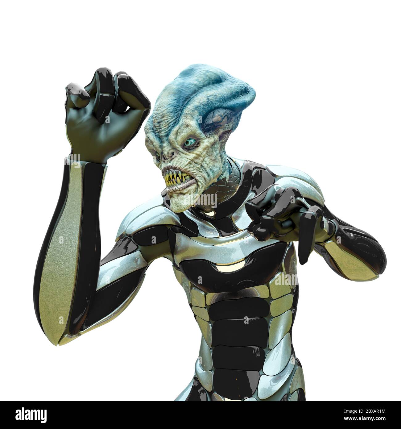 alien warrior is ready to attack, 3d illustration Stock Photo - Alamy