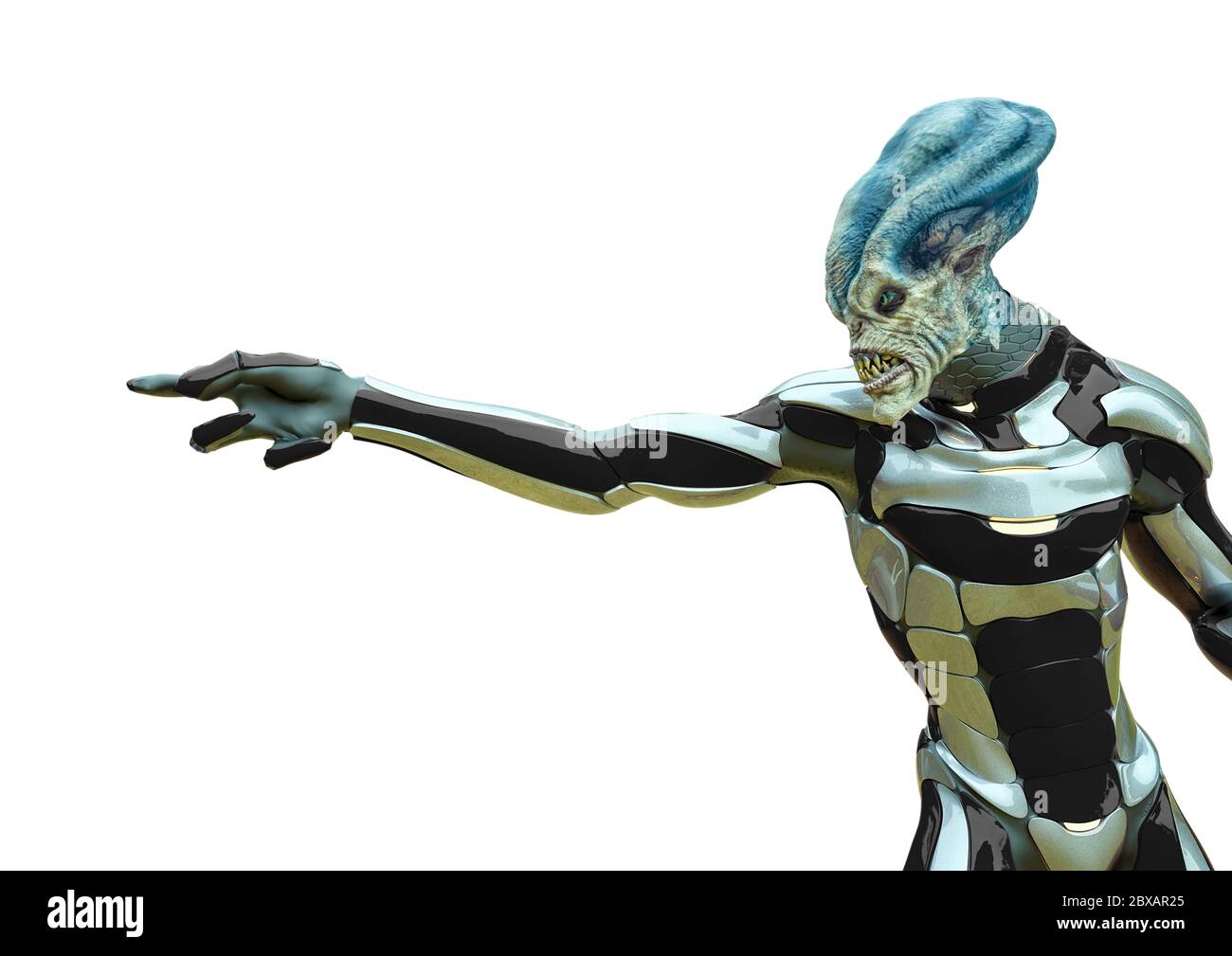 alien warrior pointing, 3d illustration Stock Photo - Alamy