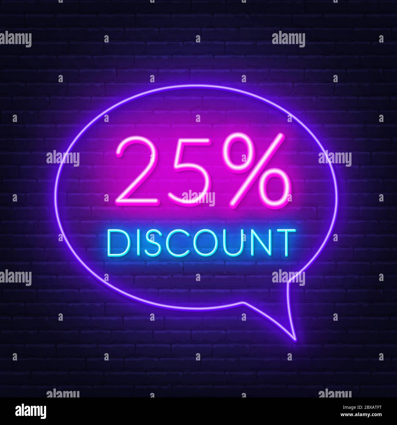 25 percent discount neon sign on brick wall background. Vector ...