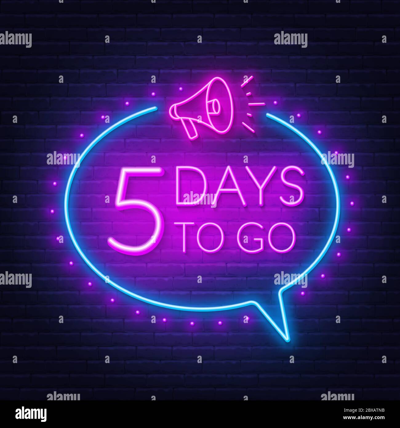 Five days to go neon sign on brick wall background. Vector illustration ...