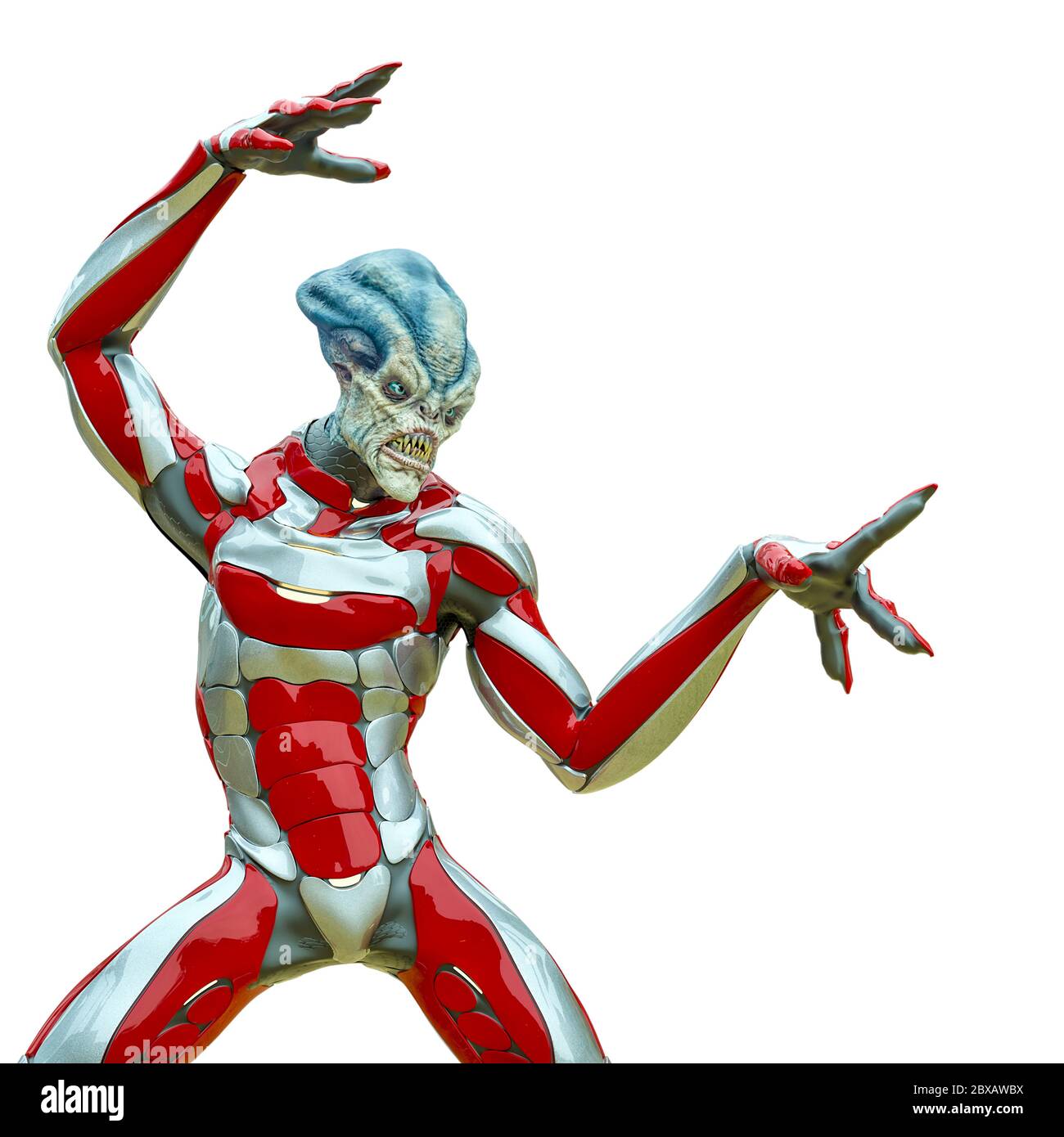 alien warrior doing a kung fu pose, 3d illustration Stock Photo - Alamy
