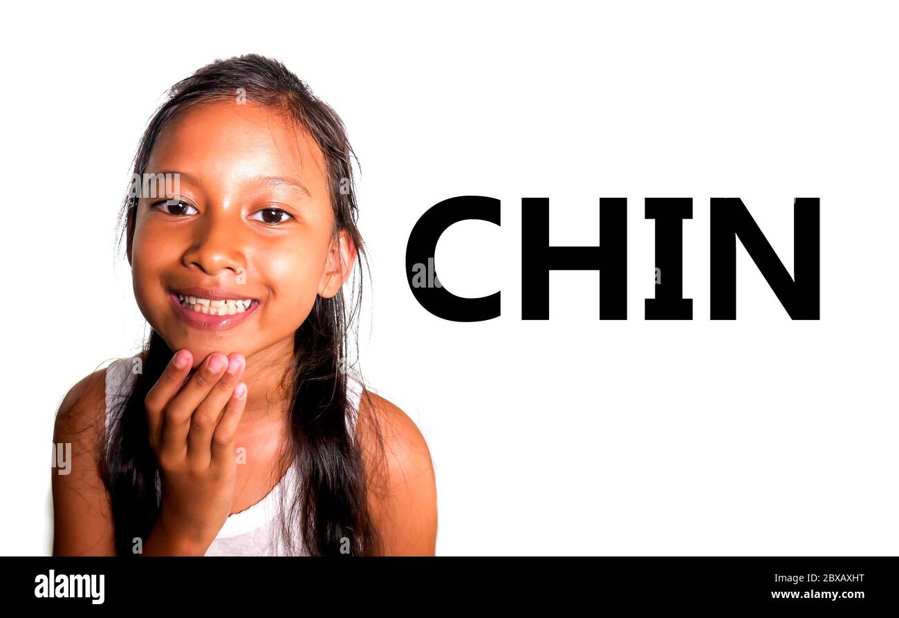 English learning body and face parts school card with beautiful and ...