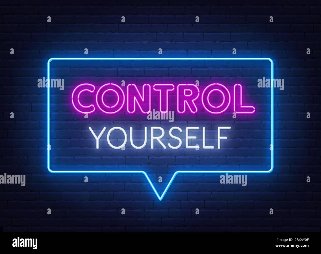Control Yourself neon lettering on brick wall background Stock Vector ...