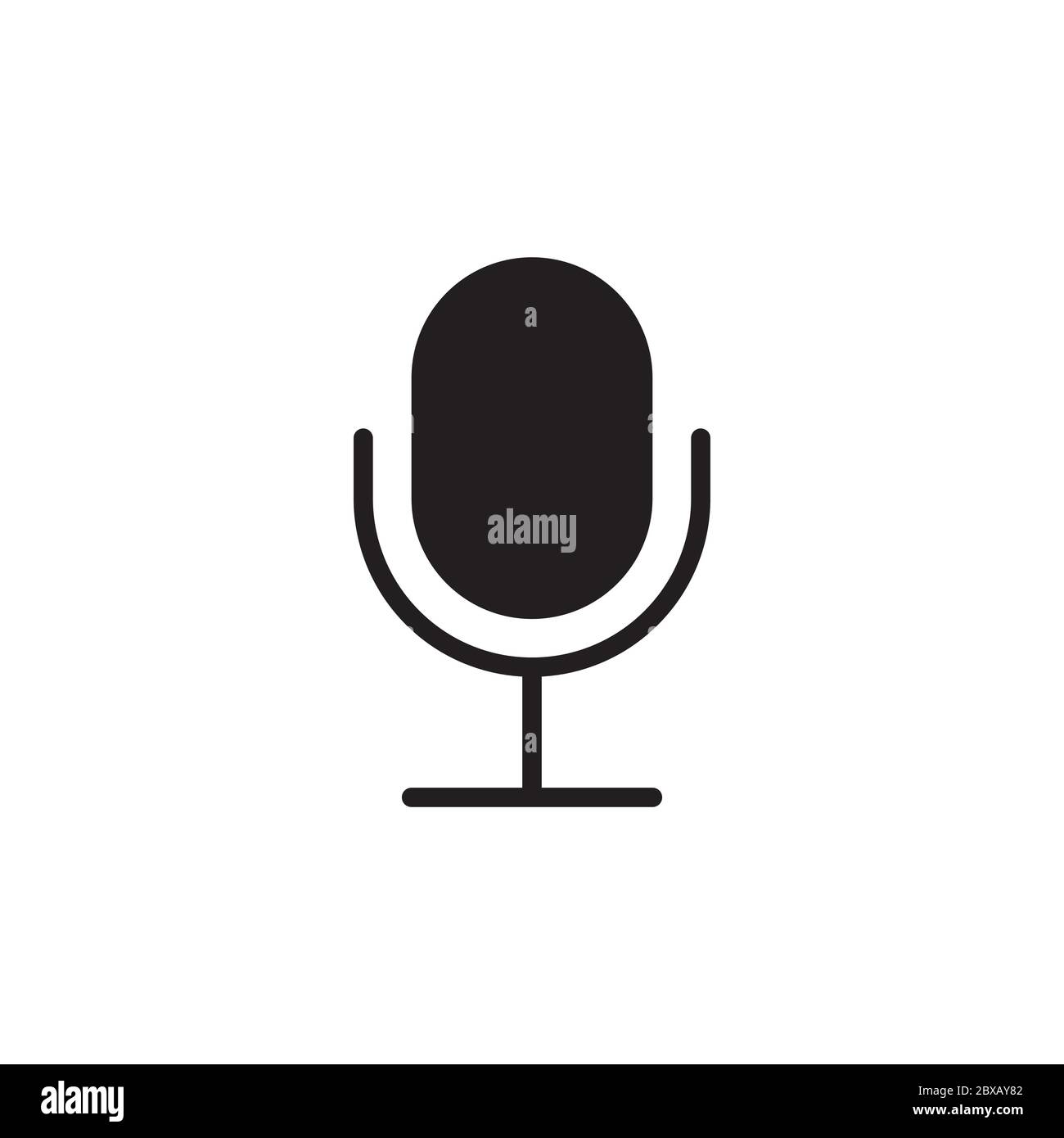 black simple microphone icon vector isolated on white background Stock ...