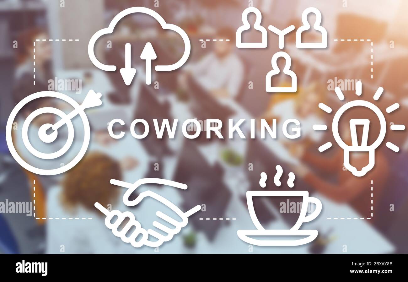 Coworking community. Collage with group of multiracial people ...