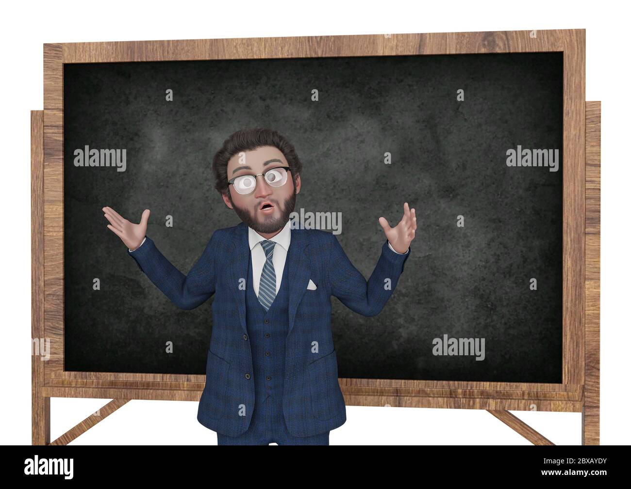 professor cartoon teaching on the chalkboard, 3d illustration Stock ...