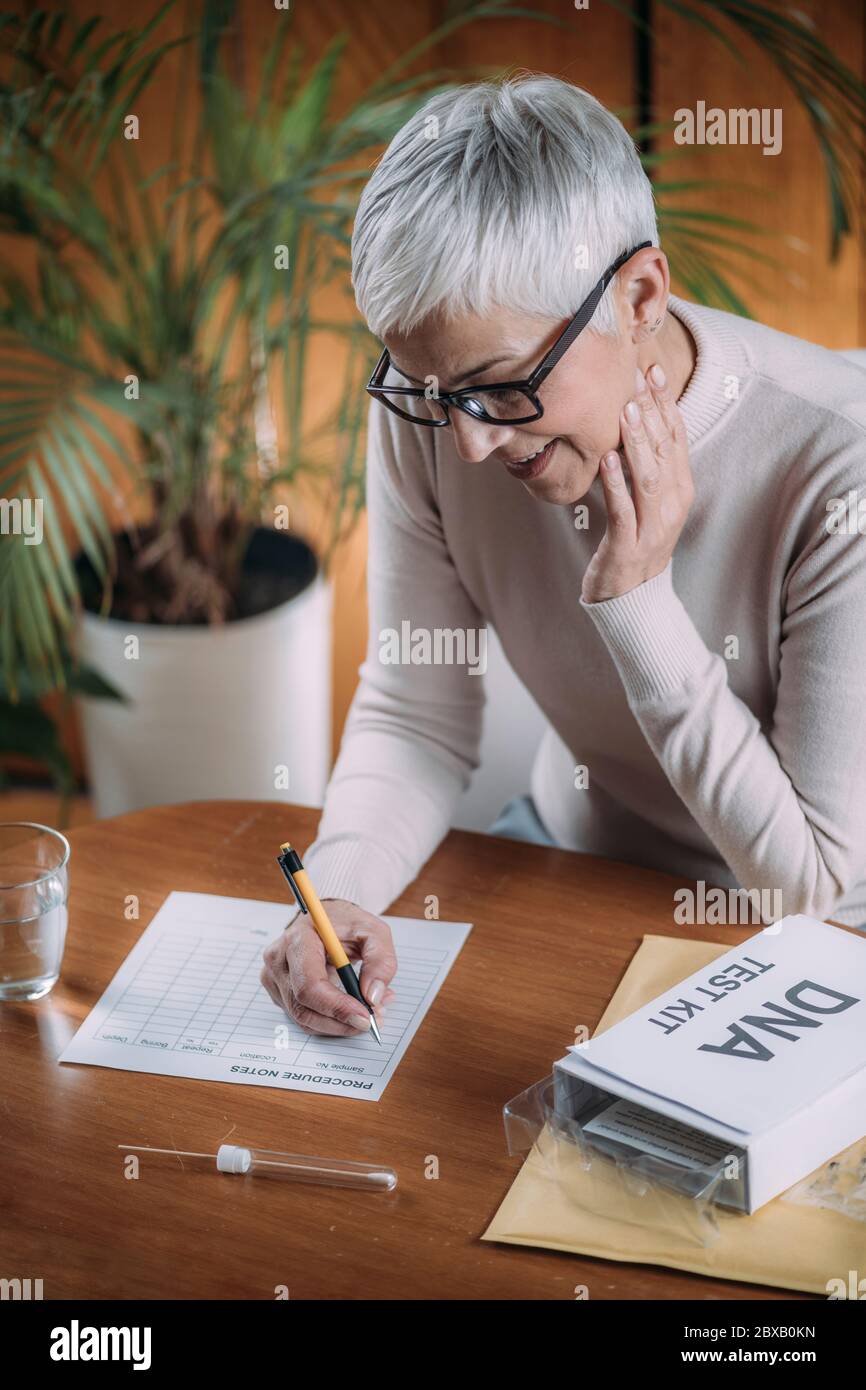 DNA testing using saliva sample Stock Photo - Alamy