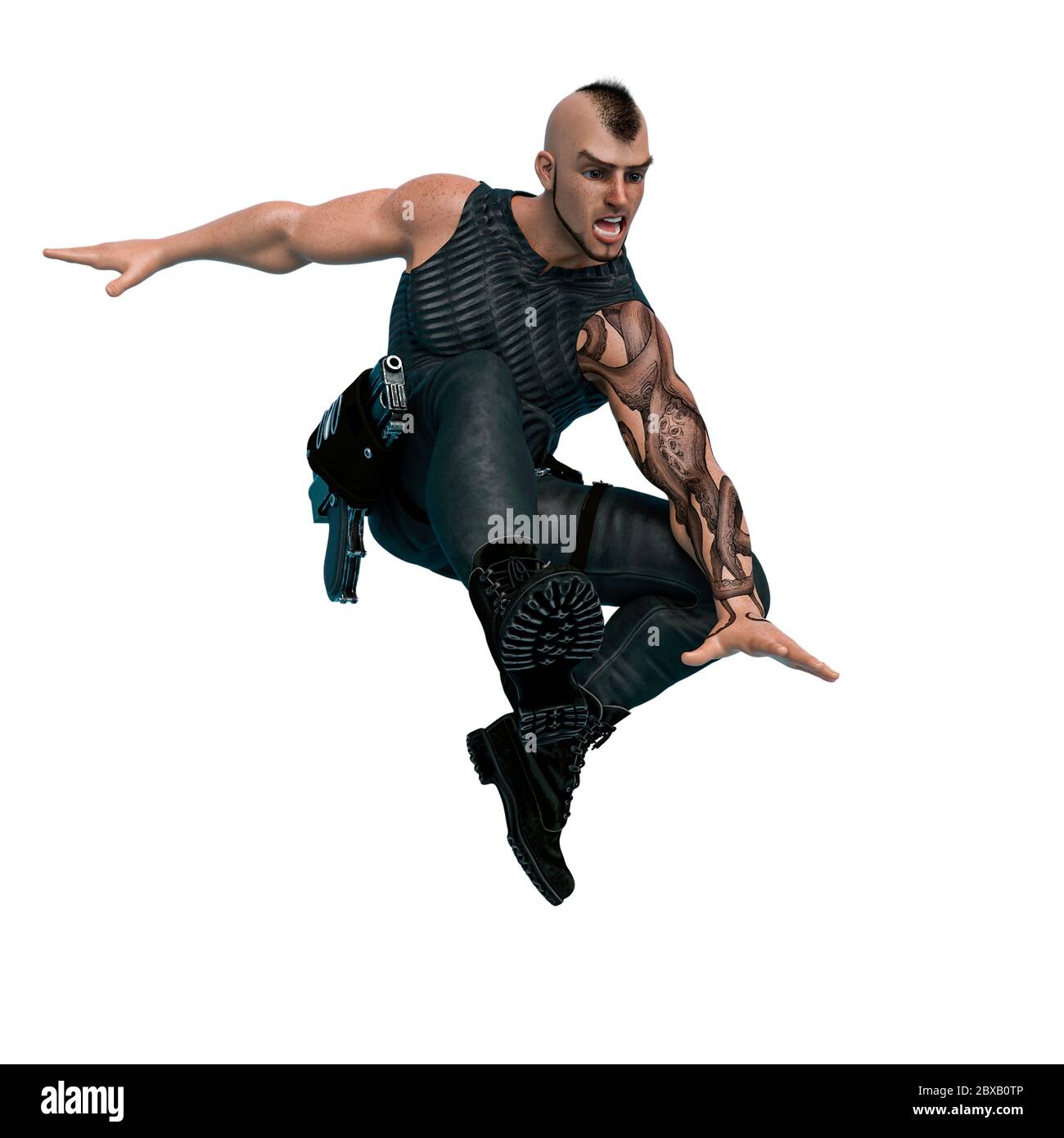 spy cartoon jumping, 3d illustration Stock Photo - Alamy