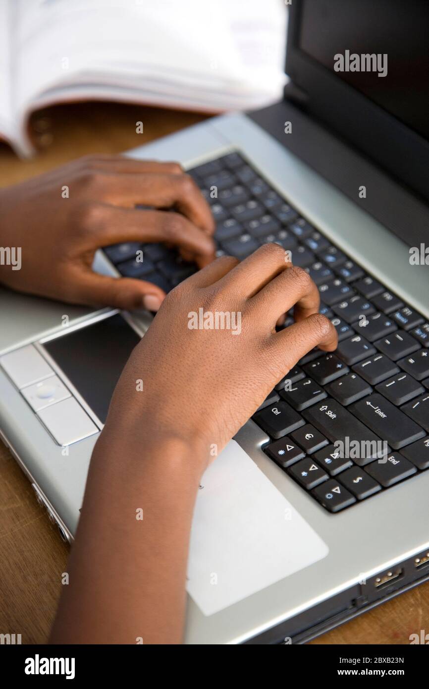 Laptop computer in class Stock Photo - Alamy