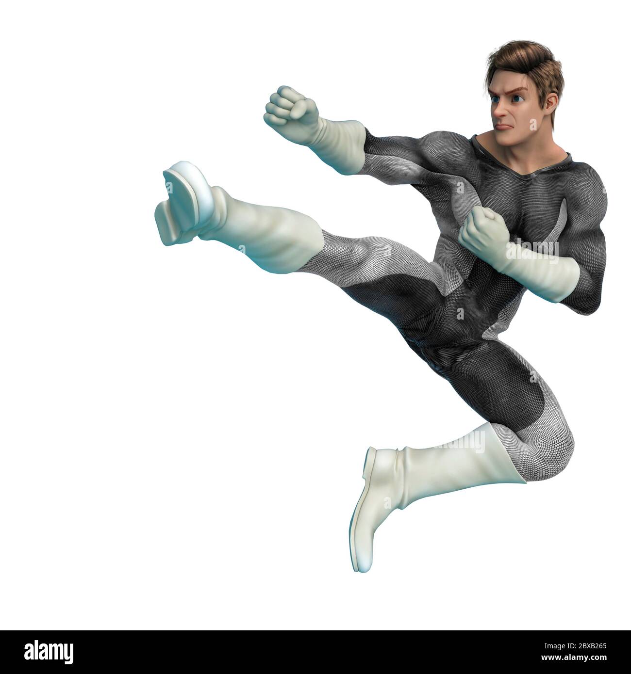super power hero cartoon mega jump. This guy in clipping path is very ...