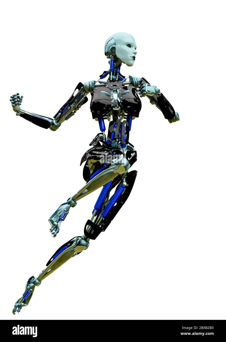 cyborg girl comic pose two, 3d illustration Stock Photo - Alamy