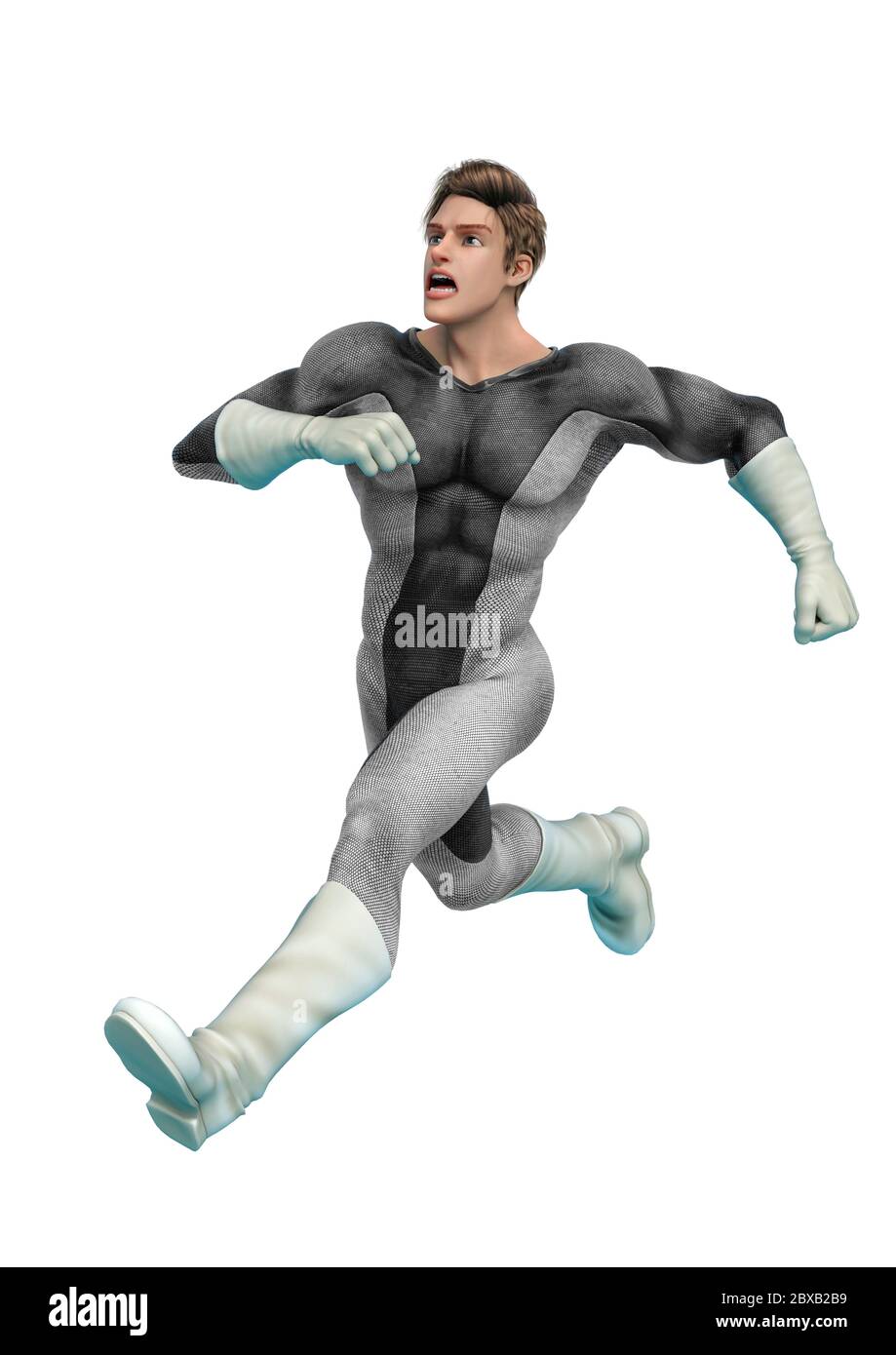 super power hero cartoon running a lot. This guy in clipping path is ...