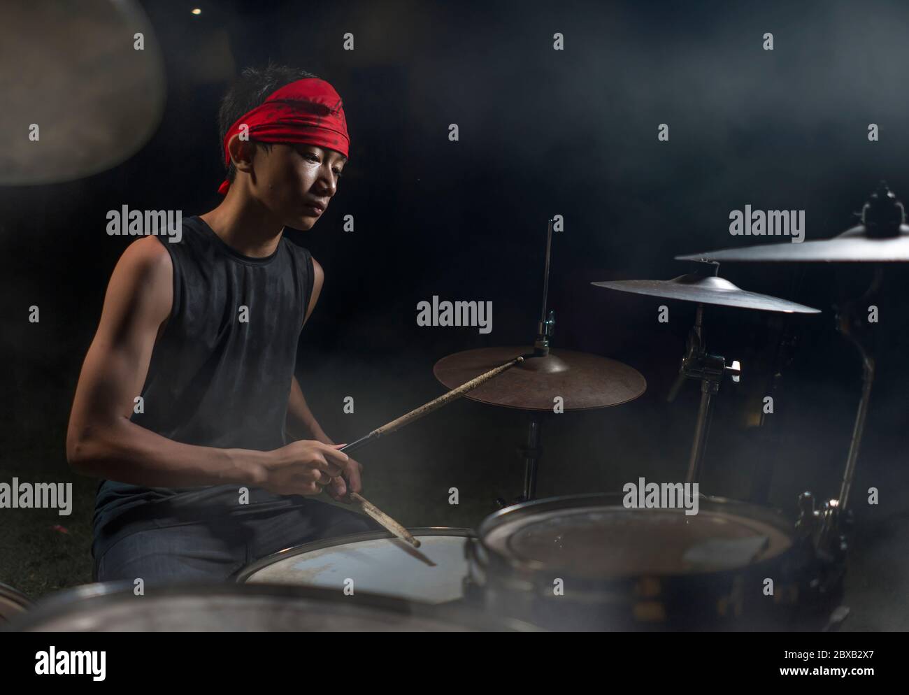 Teenager rock band drummer . cool and talented Asian American mixed ...