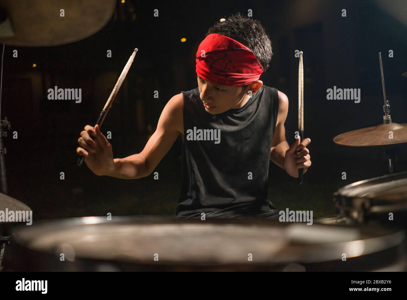 Teenager rock band drummer . cool and talented Asian American mixed ...