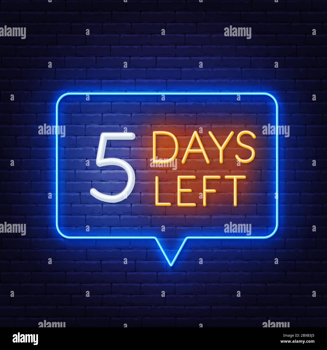 Five days left neon sign on brick wall background. Vector illustration ...