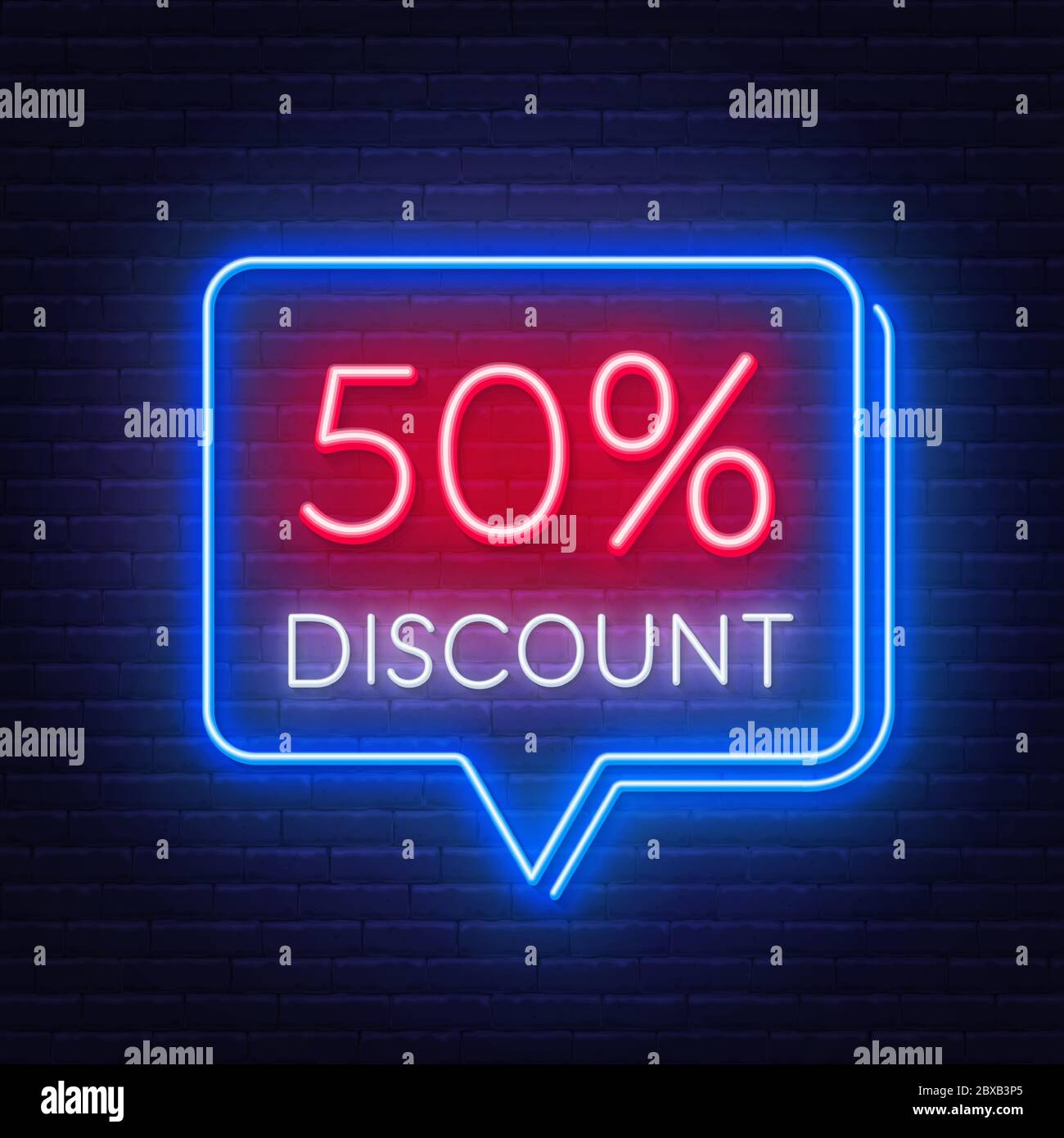 50% discount neon symbol Stock Vector Images - Alamy
