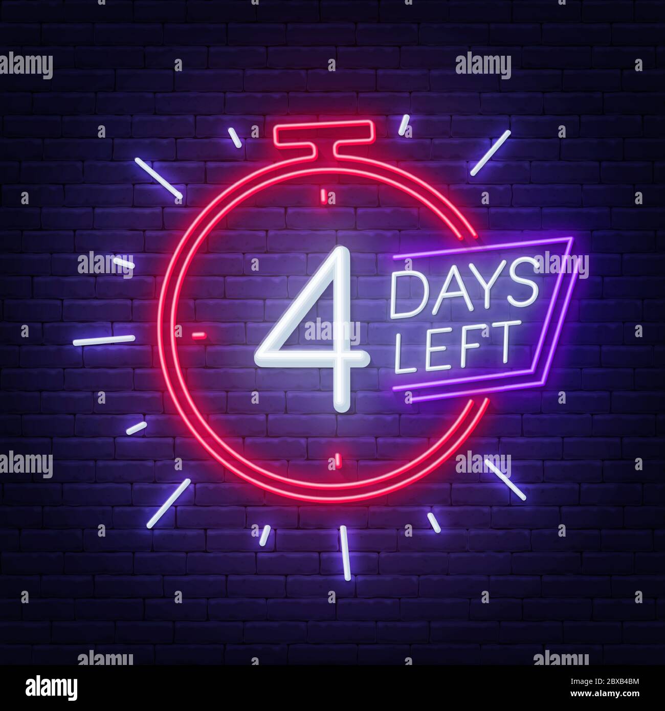 Four days left neon sign on brick wall background. Vector illustration ...