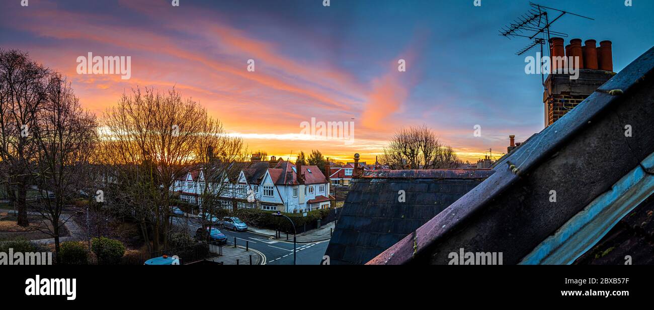Sunrise in London suburb area, England, UK Stock Photo - Alamy