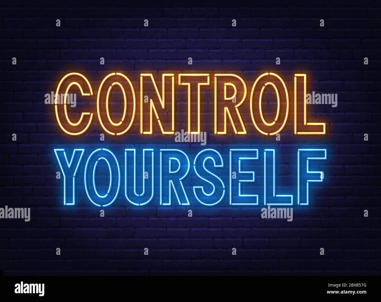 Control Yourself neon lettering on brick wall background Stock Vector ...