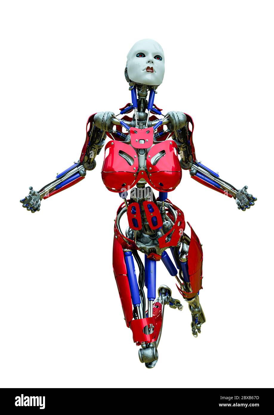 cyborg girl comic pose three, 3d illustration Stock Photo - Alamy