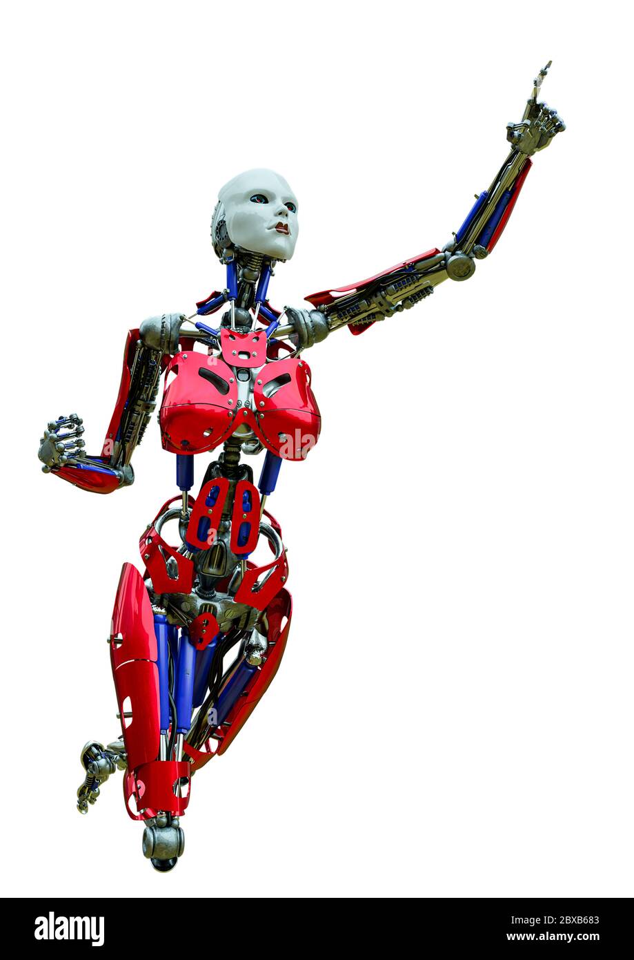 cyborg girl comic pose four, 3d illustration Stock Photo - Alamy