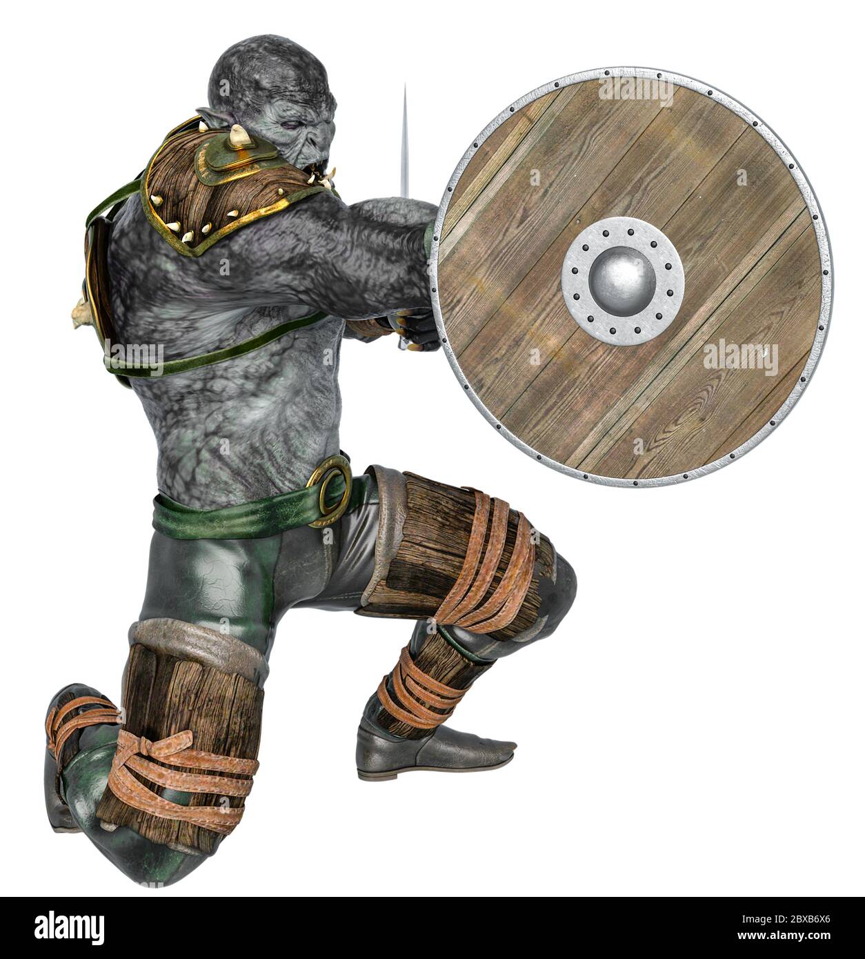 orc warrior holding a shield, 3d illustration Stock Photo - Alamy