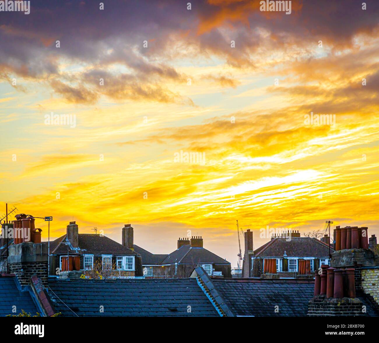 Sunset view from the roof top in London suburb Stock Photo - Alamy
