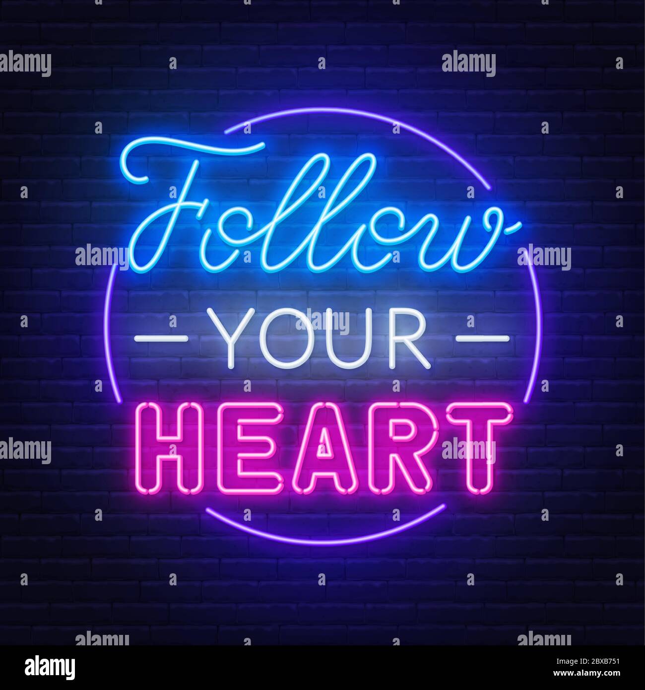 Follow your heart neon lettering on dark background Stock Vector Image ...