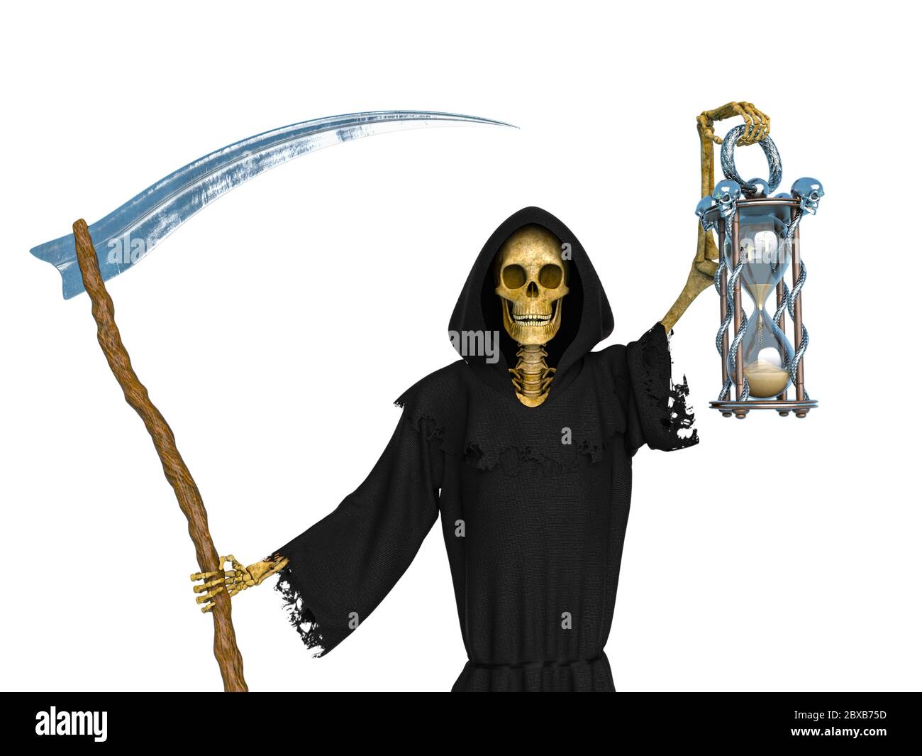 angel of death holding a hourglass close up, 3d illustration Stock ...