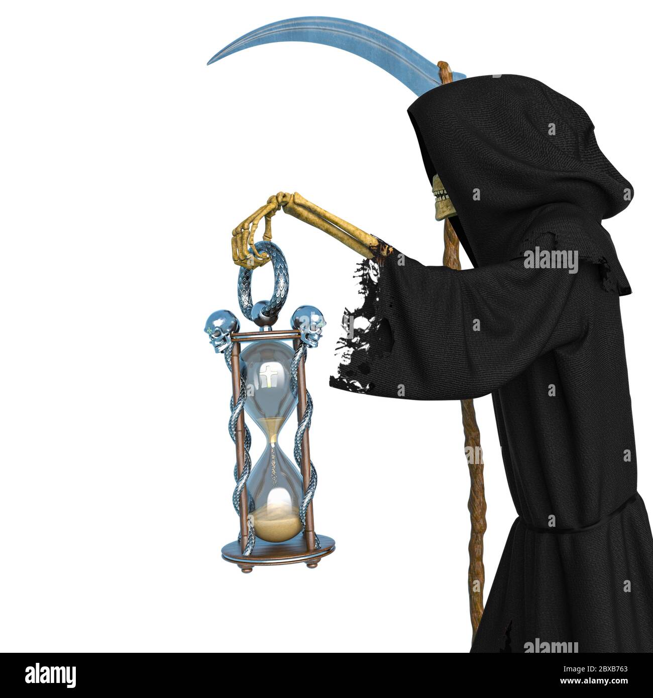 angel of death in the time is up side view, 3d illustration Stock Photo ...