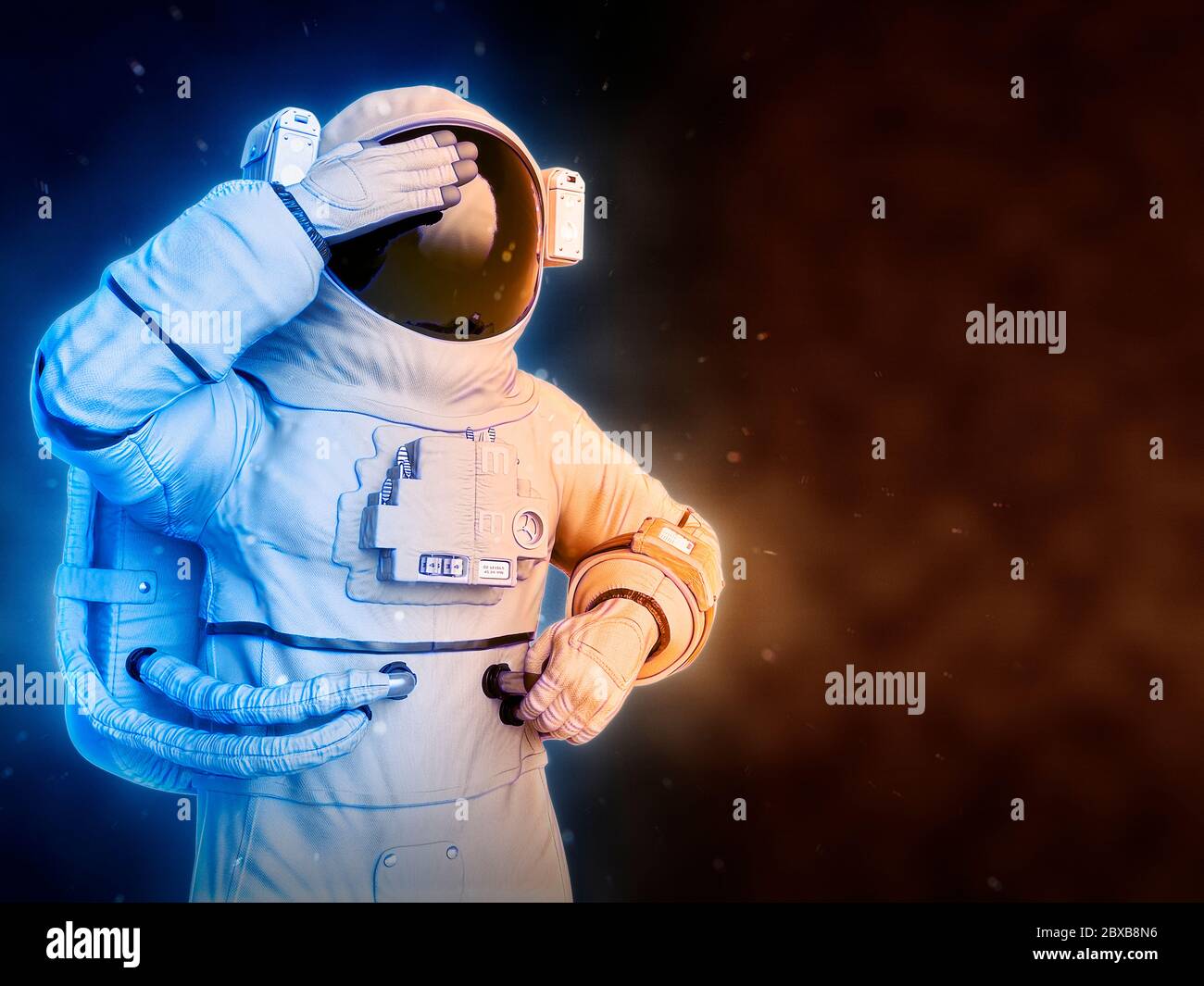 astronaut thinking with copy space, 3d illustration Stock Photo - Alamy