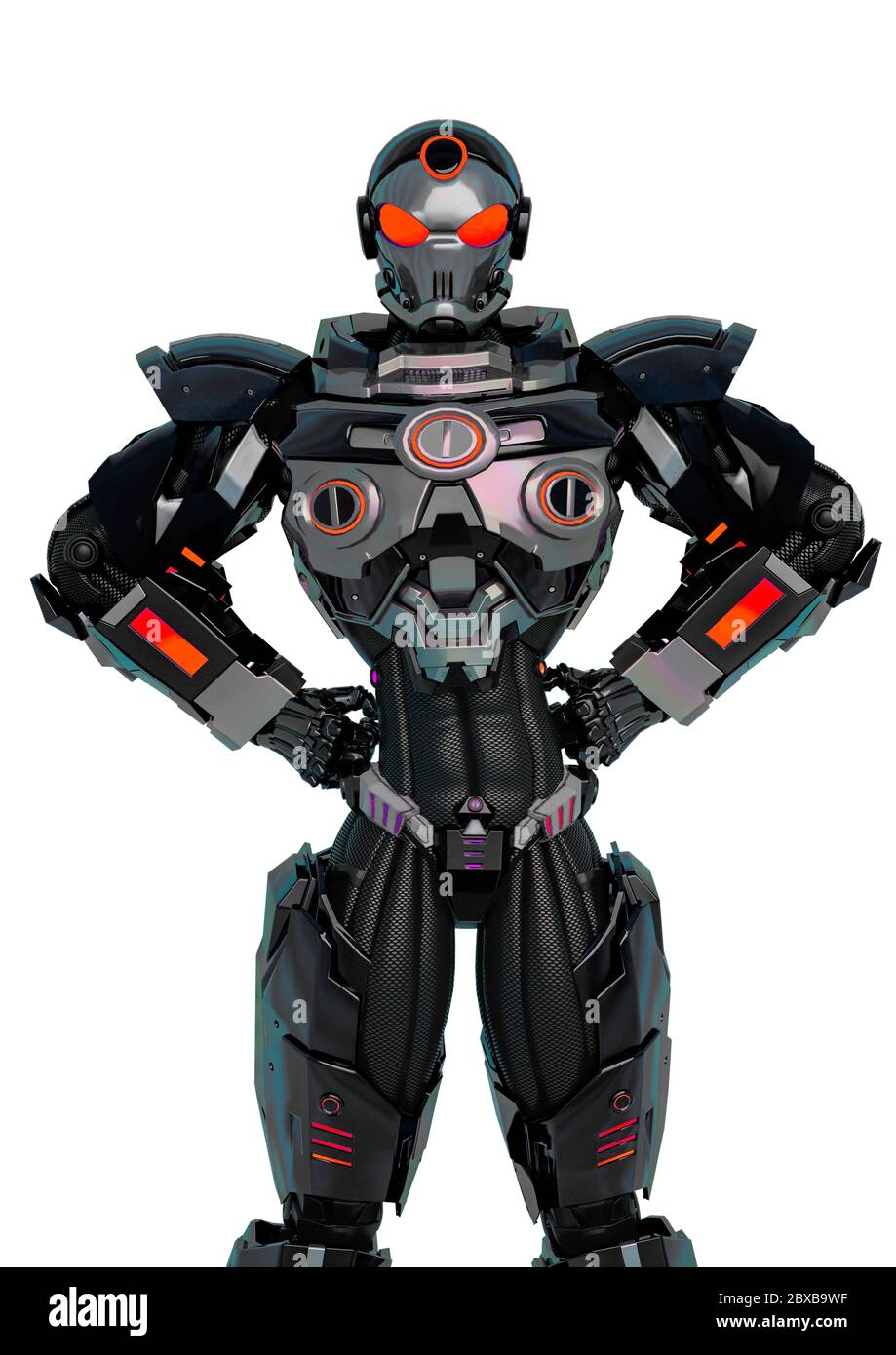 knight vision in a sci fi outfit in a white background. This super hero ...