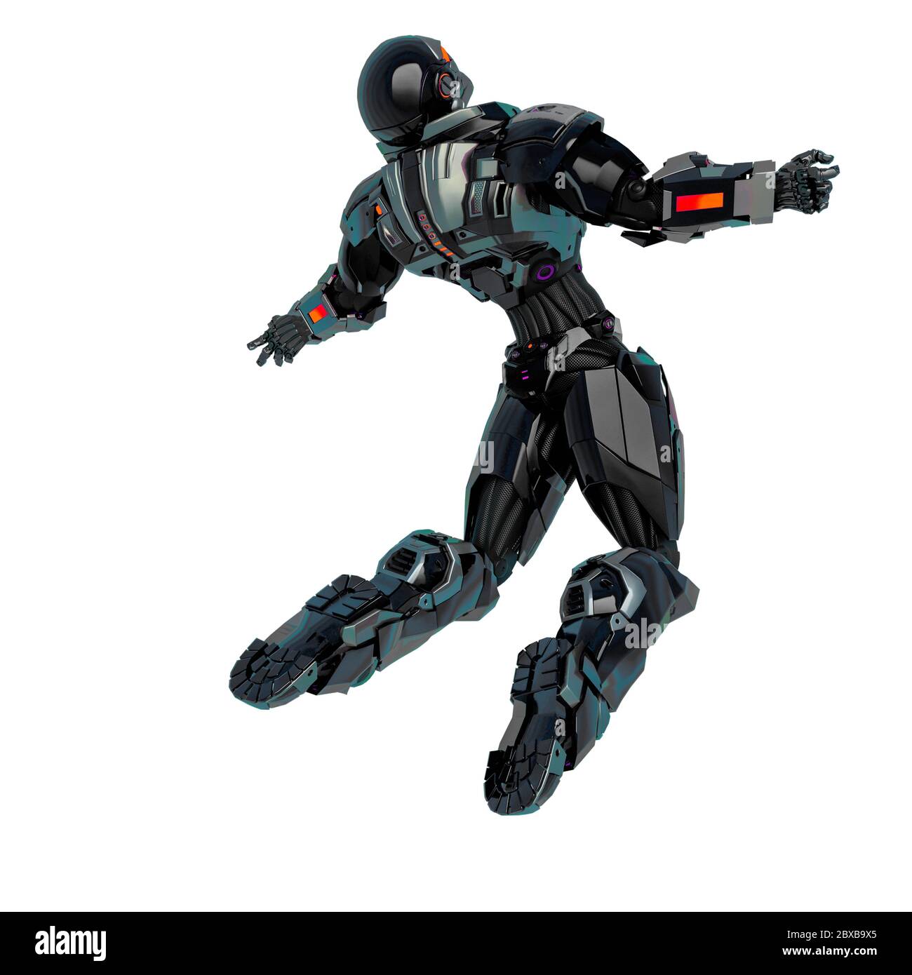 knight vision in a sci fi outfit in a white background. This super hero ...