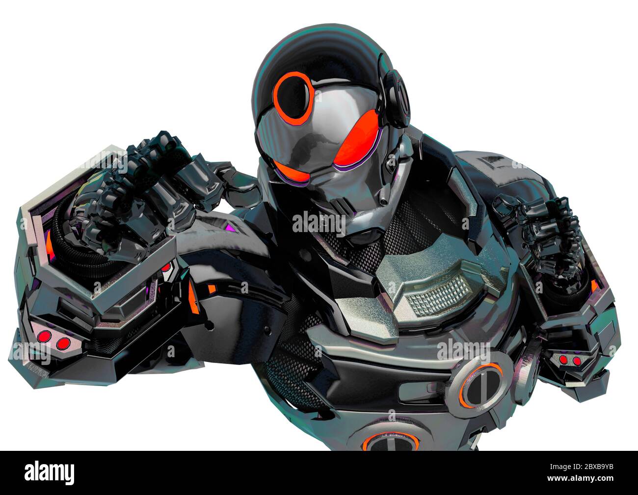 knight vision in a sci fi outfit in a white background. This super hero ...