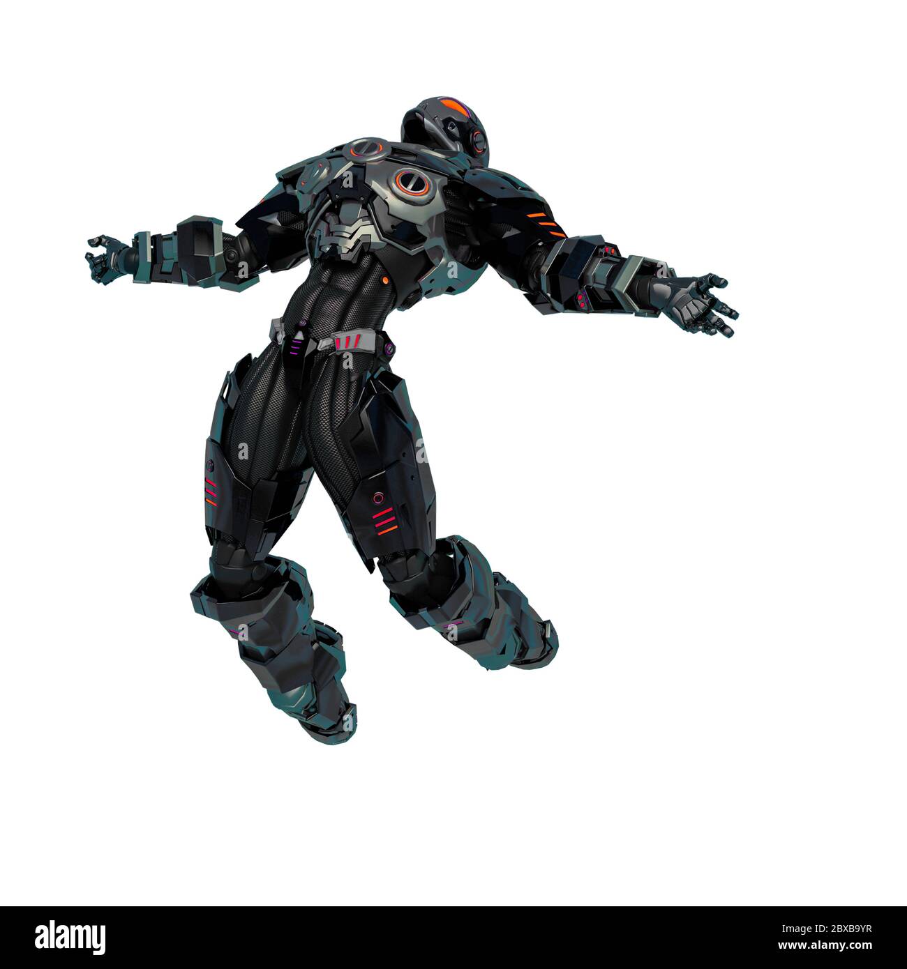 knight vision in a sci fi outfit in a white background. This super hero ...