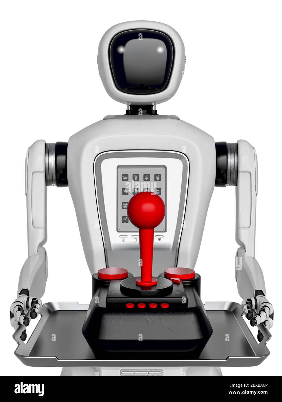 waiter robot holding a game control, 3d illustration Stock Photo - Alamy