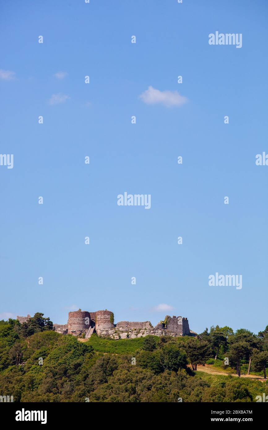 13th century Beeston Castle Cheshire standing on the sandstone trail ...