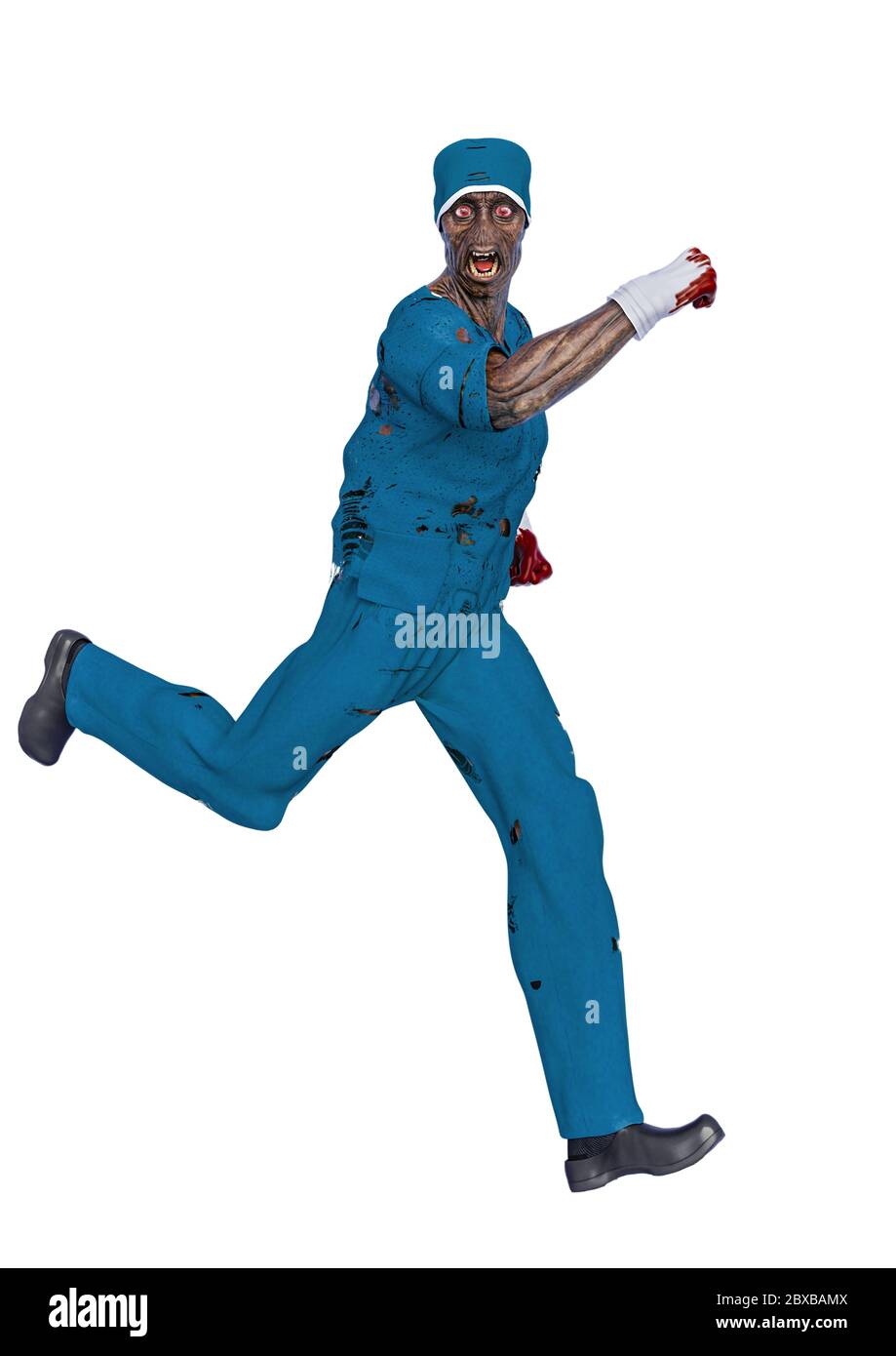 zombie running fast. This infected monster in clipping path is very ...