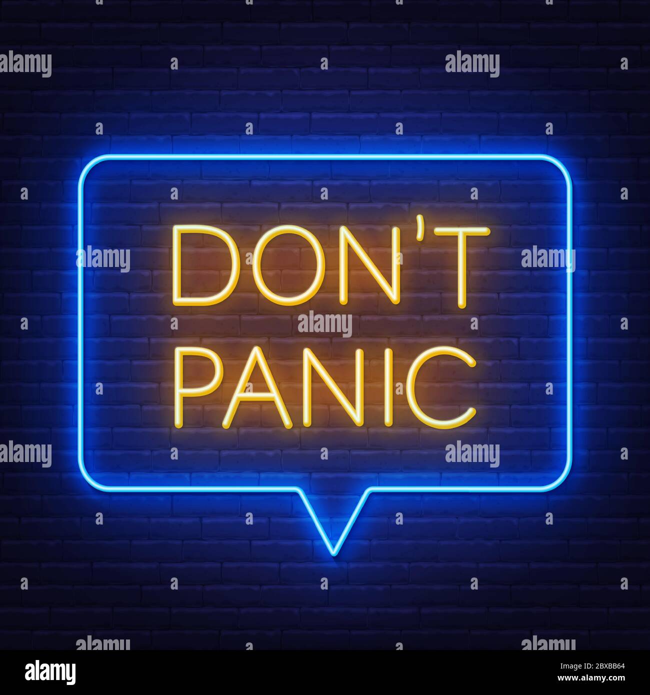 Don't panic neon lettering on brick wall background Stock Vector Image ...