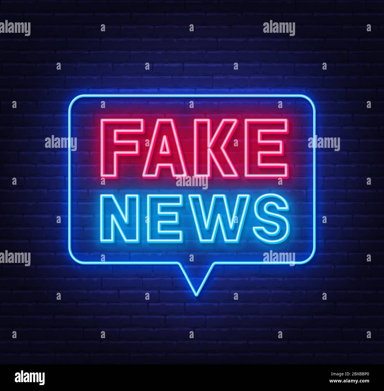 Neon fake news sign on brick wall background. Vector Stock Vector Image ...