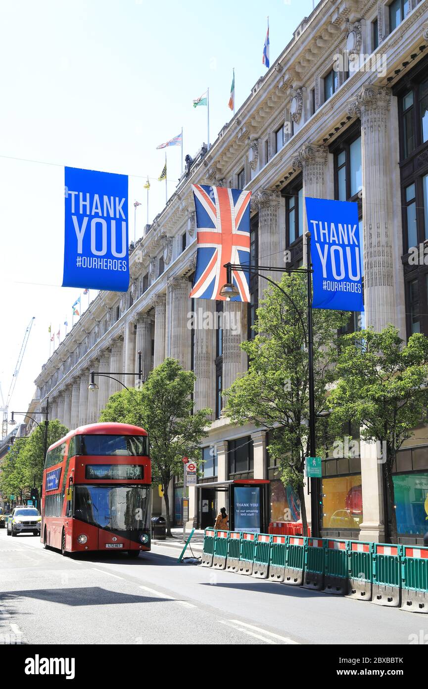 Oxford Street, by Selfridges, getting ready to welcome people back when ... Oxford Street, by Selfridges, getting ready to welcome people back when ...