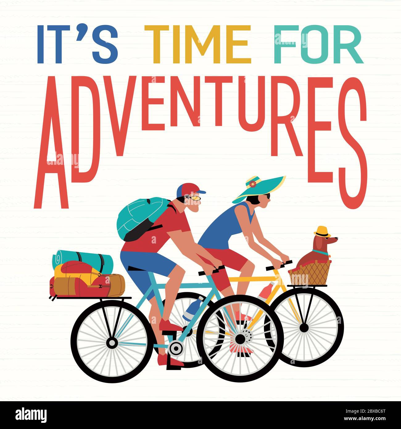 Time for adventure. Cute comic cartoon. Colorful humor retro style ...
